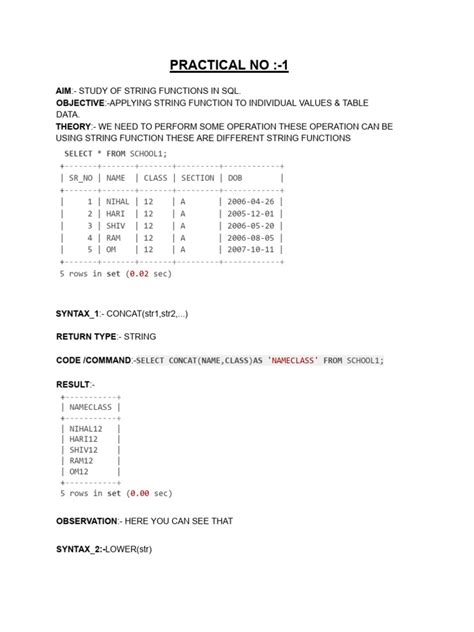 Practical No 1 Pdf Sql Table Database