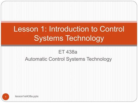 Control System Basics Chapter 1 With Applications Ppt