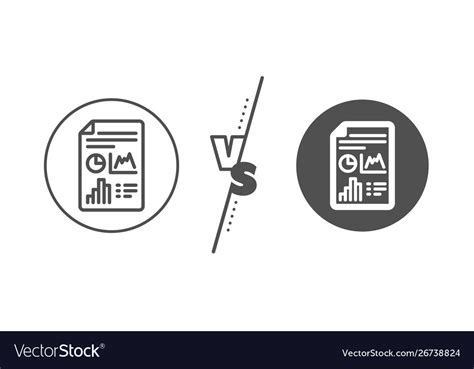 Report Document Line Icon Column Graph Sign Vector Image