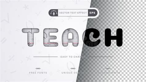 Teach Math Editable Text Effect Font Style Stock Vector