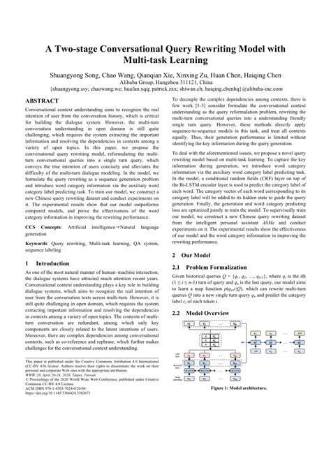 Pdf A Two Stage Conversational Query Rewriting Model With Multi Task