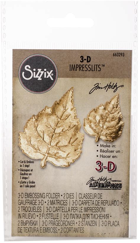 Tim Holtz 3d Impresslits Embossing Folder Leaf 630454255130