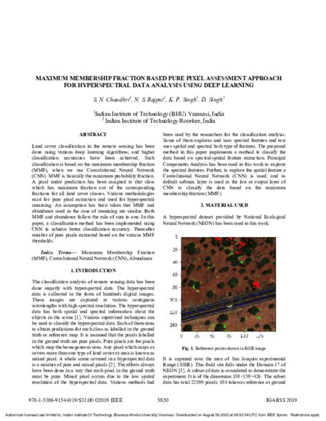 Pdf Maximum Membership Fraction Based Pure Pixel Assessment Approach