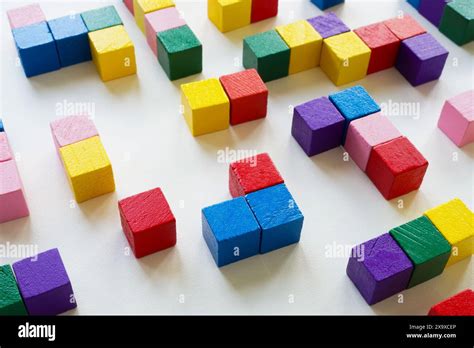 Abstract Complex Labyrinth Of Colored Cubes Symbol Of Logical Thinking
