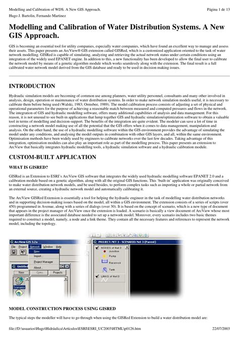 Pdf Modelling And Calibration Of Water Distribution Systems A New Gis Approach