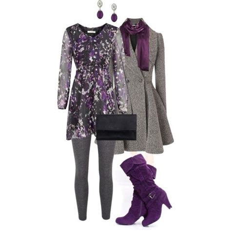 Shades Of Purple And Gray Dress Outfit Grey Dress Outfit Fashion