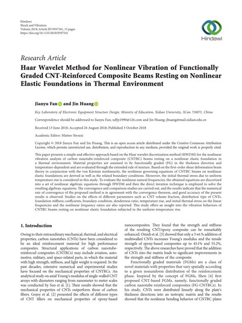 Pdf Haar Wavelet Method For Nonlinear Vibration Of Functionally