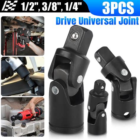 3pcs Impact Universal Joint Socket Swivel Set 1 4 3 8 1 2 Drive Sockets Tool