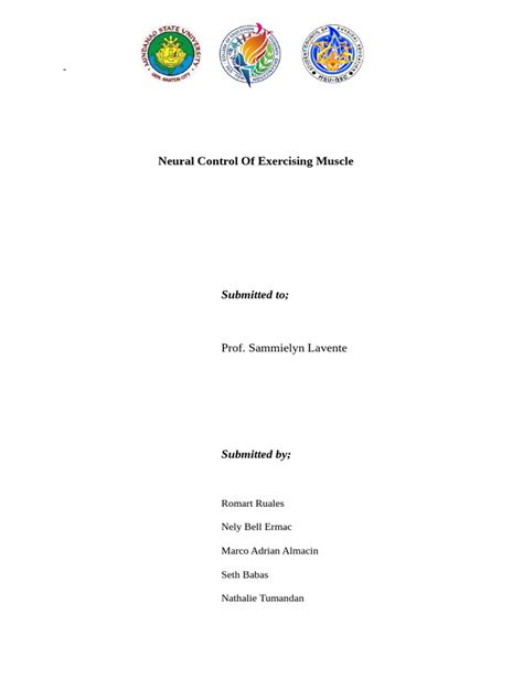 Neural Control And Exercising Muscle Pdf Nervous System Chemical Synapse