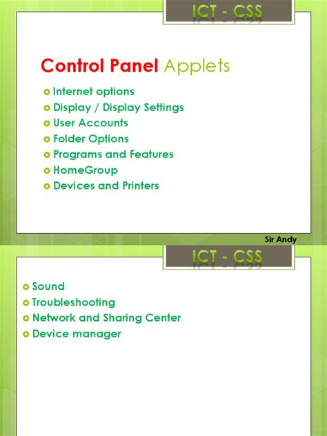 Control Panel Applets Pdf Control Panel Applets Pdf