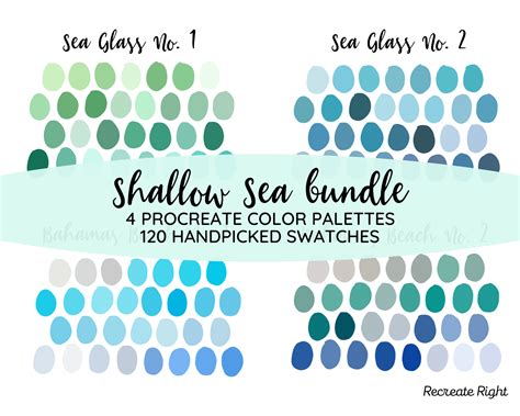 Pack Procreate Color Palette Bundle IPad Procreate Illustration Tools Color Swatches Sea