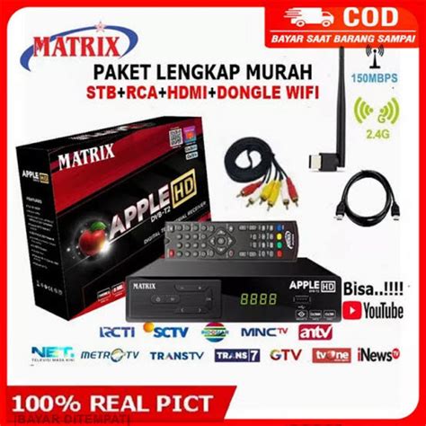 Jual Stb Dvbt2 Merk Matrix Merah Plus Dongle Wifi Rca Hdmi Paket Stb