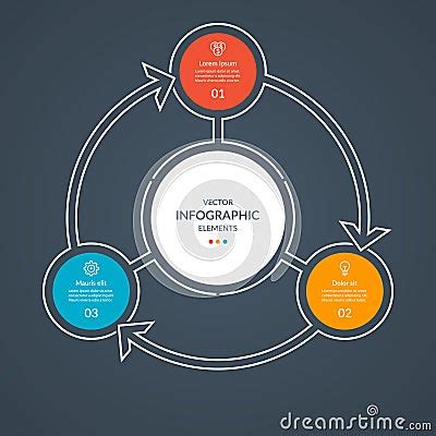 Simple Infographic Circle With 3 Steps Vector Circular Template Round