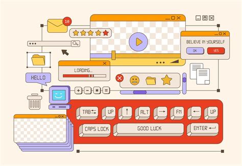 Browser Windows In The Vaporwave Style Of The 80 90s Desktop Pc With Message Windows And Pop Up