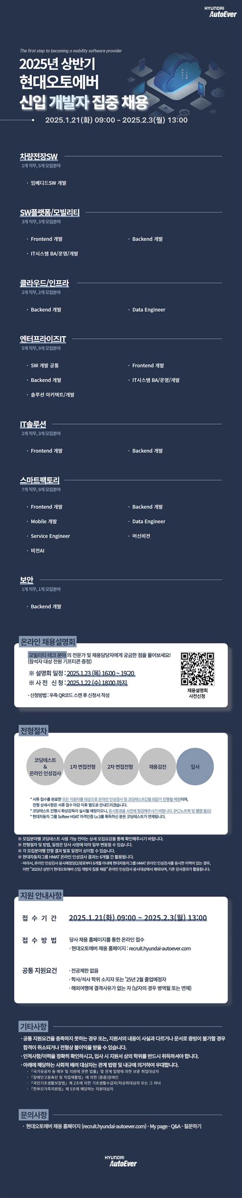 Makers 현대오토에버 2025년 상반기 신입 개발자 집중 채용 23 1300까지