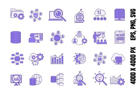 Colored Set Of Data Analytics Icons