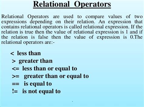 relational operators