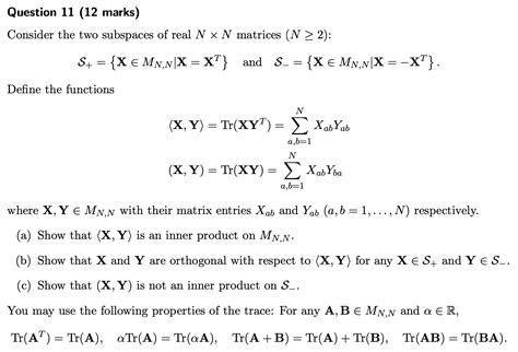 solved question 11 12 marks consider the two subspaces of