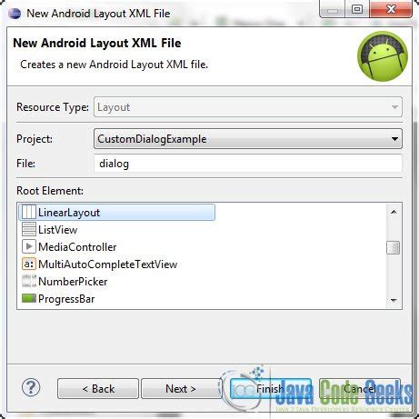 Android Custom Dialog Example