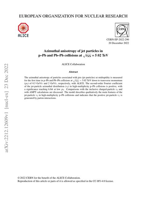 Pdf Azimuthal Anisotropy Of Jet Particles In P Pb And Pb Pb Collisions At Sqrt S Rm Nn