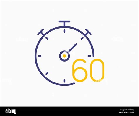 Timer 60 Minutes Line Icon Clock Countdown Stopwatch Vector Digital