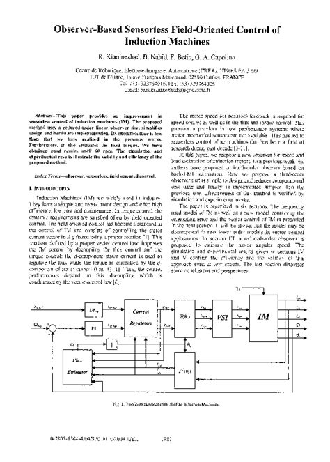 Pdf Observer Based Sensorless Field Oriented Control Of Induction