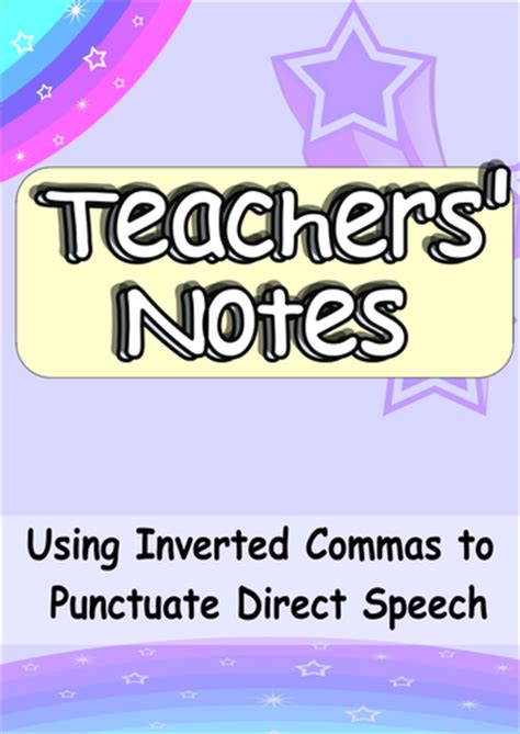 Year 3 Inverted Commas To Punctuate Direct Speech Year 3 Or Ks2 Speech Marks Complete Lesson