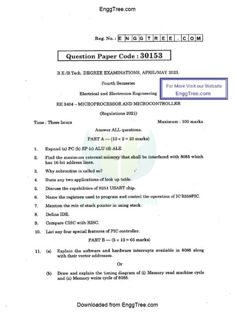 Ee3404 Microprocessor And Microcontroller Apr May 2023 Question Paper