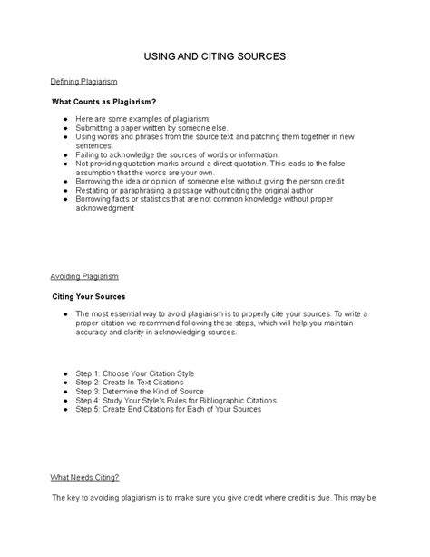 Eng 111 Notes Using And Citing Sources Part 2 Using And Citing Sources Defining Plagiarism