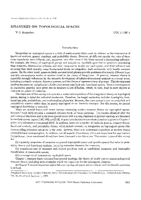 Pdf Measures On Topological Spaces
