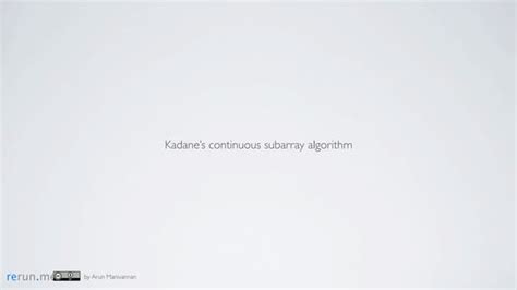 Kadanes Continuous Subarray Algorithm Key