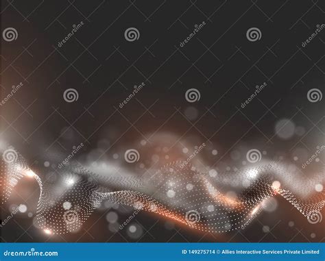 Abstract Digital Wavy Particles With Bokeh Effect Stock Illustration Illustration Of Print