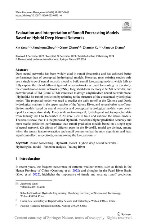 evaluation and interpretation of runoff forecasting models based on