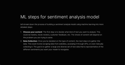 ml steps for sentiment analysis model