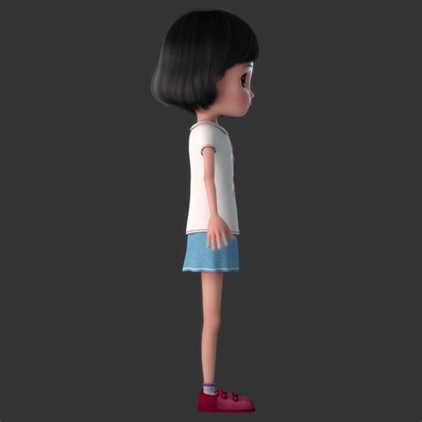 Cartoon Rigged Girl 3d Model Turbosquid 1214334
