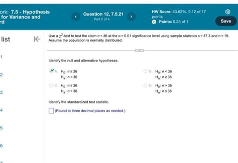 Solved Use A χ2 Test To Test The Claim σ