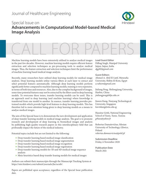 PDF Call For Papers For The Special Issue On Advancements In Computational Model Based