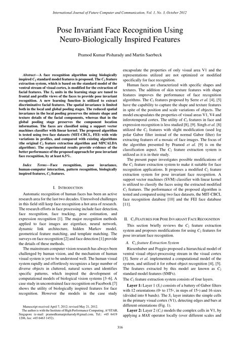 Pdf Pose Invariant Face Recognition Using Neuro Biologically Inspired