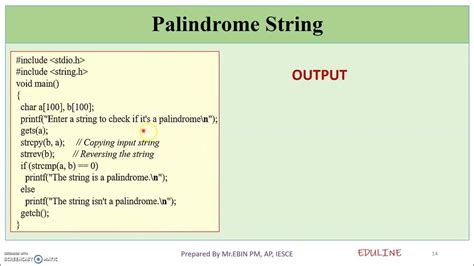 Program 17 Palindrome String Youtube