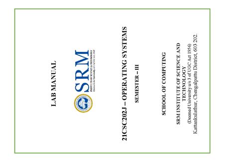 Os Lab Manual Ex 1and2 Na Lab Manual 21csc202j Operating Systems Semester Iii School Of