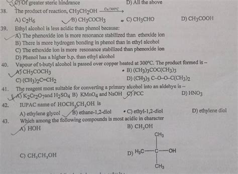 The Product Of Reaction Ch3 Ch2 Oh Ca 300∘c Filo
