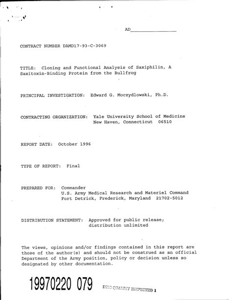 Pdf Cloning And Functional Analysis Of Saxiphilin A Saxitoxin