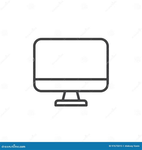 Desktop Computer Line Icon Stock Vector Illustration Of Graphics