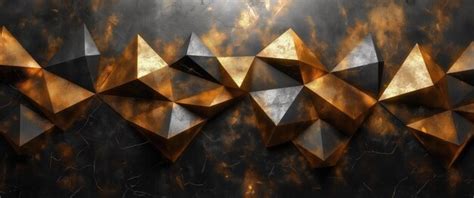 Abstract Geometric Dark Background With Realistic Metallic Pyramids Premium Ai Generated Image