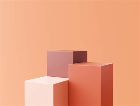 제품 디스플레이 스탠드 받침대 스튜디오 벽돌 색상 배경 3d 렌더링을 위한 최소 연단 무료 사진