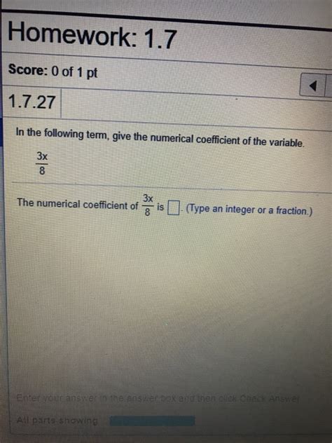 Solved Score 0 Of 1 Pt Give The Numerical Coefficient Of