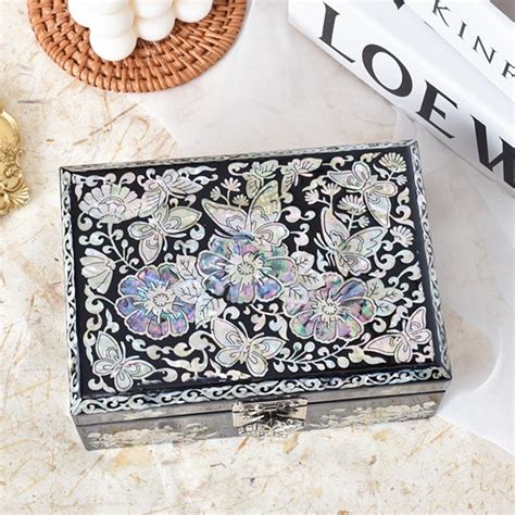 리드박스 선물포장 블랙 수채화 연꽃 나전칠기 혼주 예단함 외국인선물 답례품