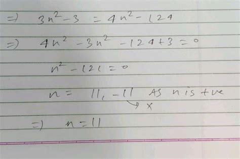The Value Of The Positive Integer N Which Thenquadratic Equation Sum K