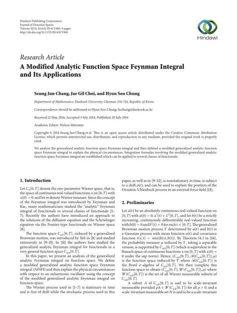 Pdf A Modified Analytic Function Space Feynman Integral And Its Applications