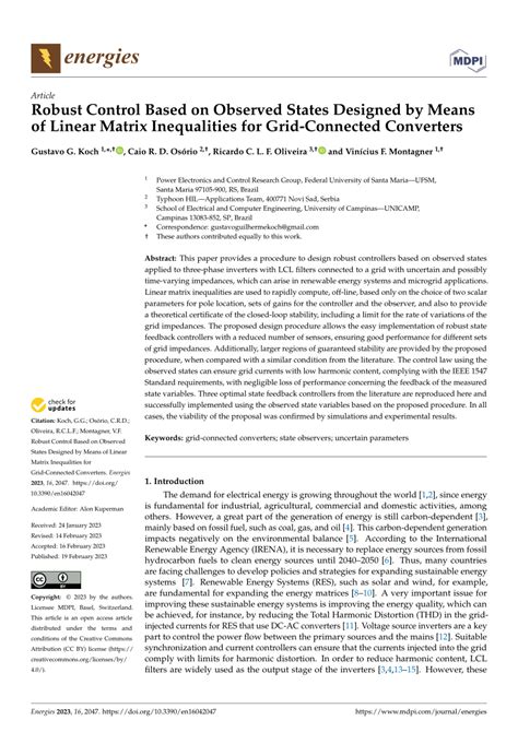 Pdf Robust Control Based On Observed States Designed By Means Of